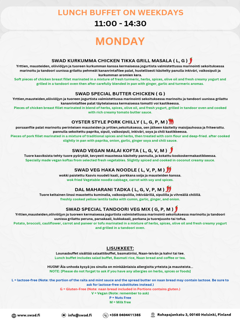 Lunch Buffet On Weekdays | PDF