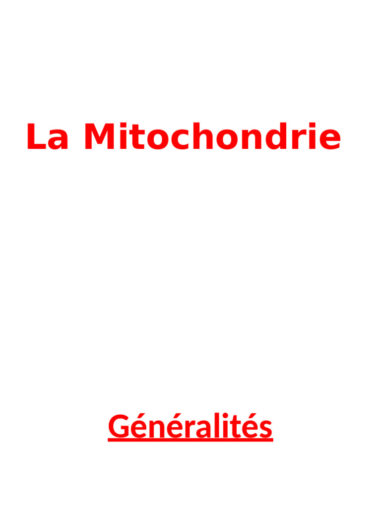 Structure et fonctions des mitochondries | PDF | Mitochondrie | Cellule (Biologie)
