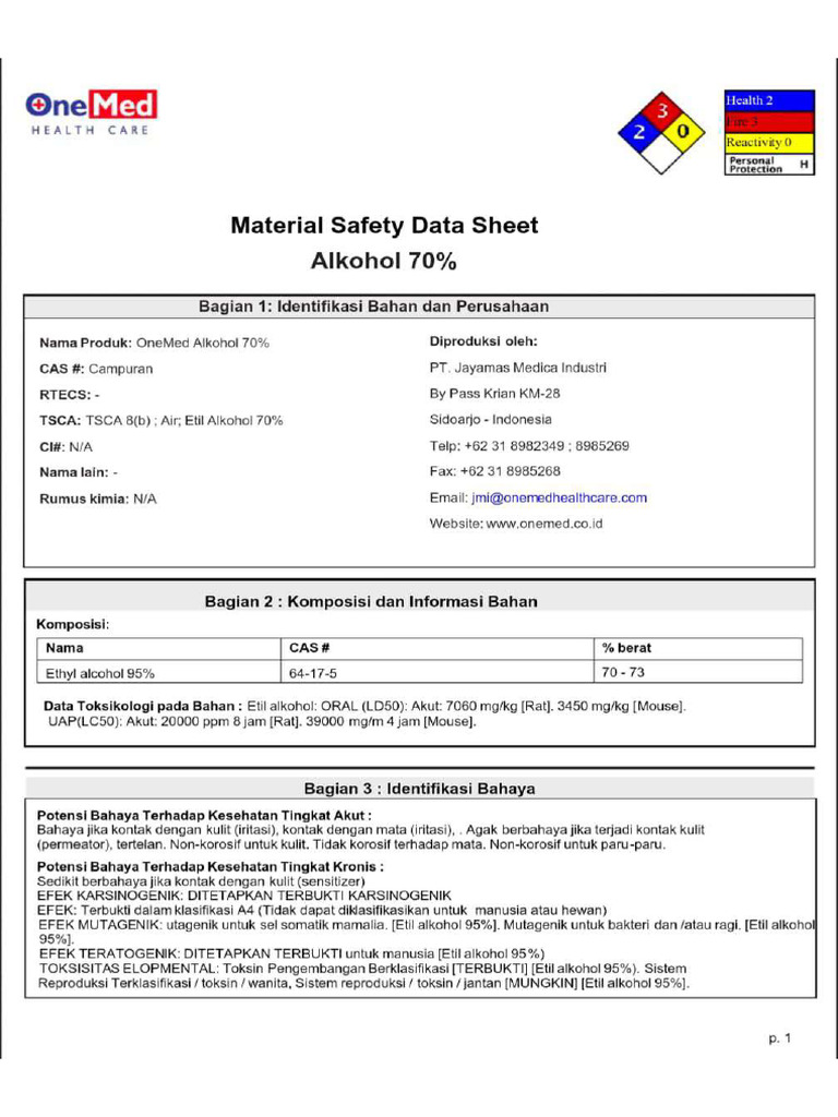 Msds Onemed | PDF
