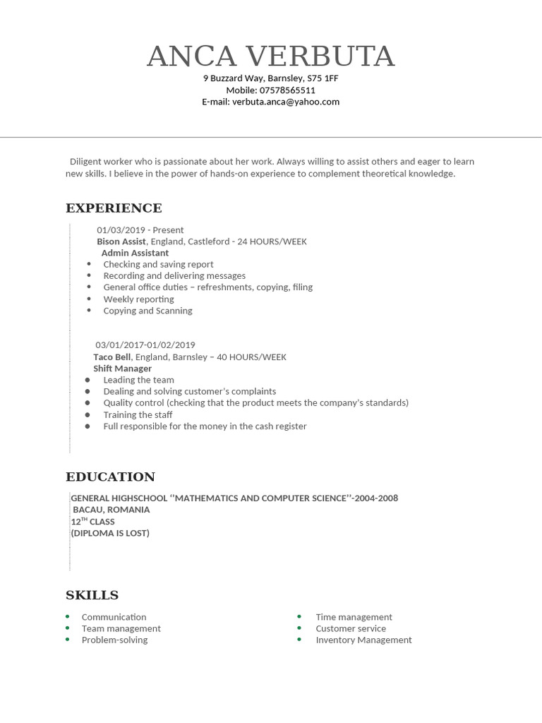 Anca Verbuta CV (2) 2 | PDF
