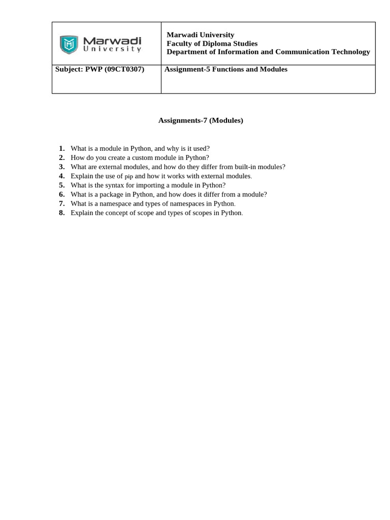 Assignments 7 Modules | PDF