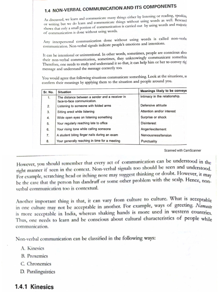 Non Verbal and Kinesics | PDF