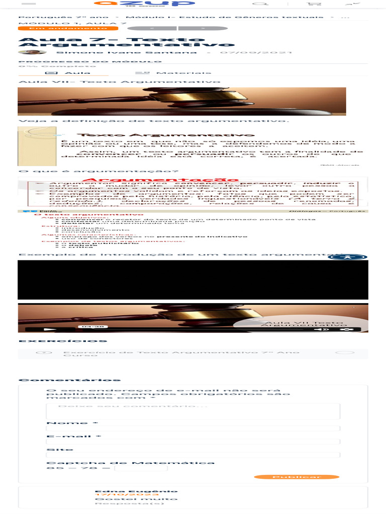 Aula 7- Texto Argumentativo – Azup | PDF