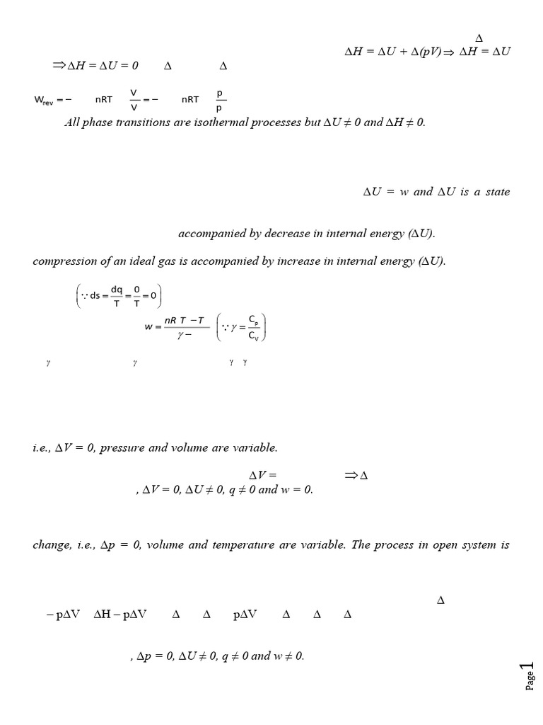 Thermodynamics-Short Notes | PDF | Heat | Enthalpy