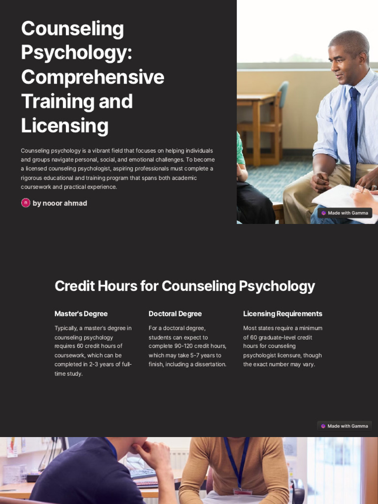 Counseling Psychology Comprehensive Training and Licensing | PDF ...