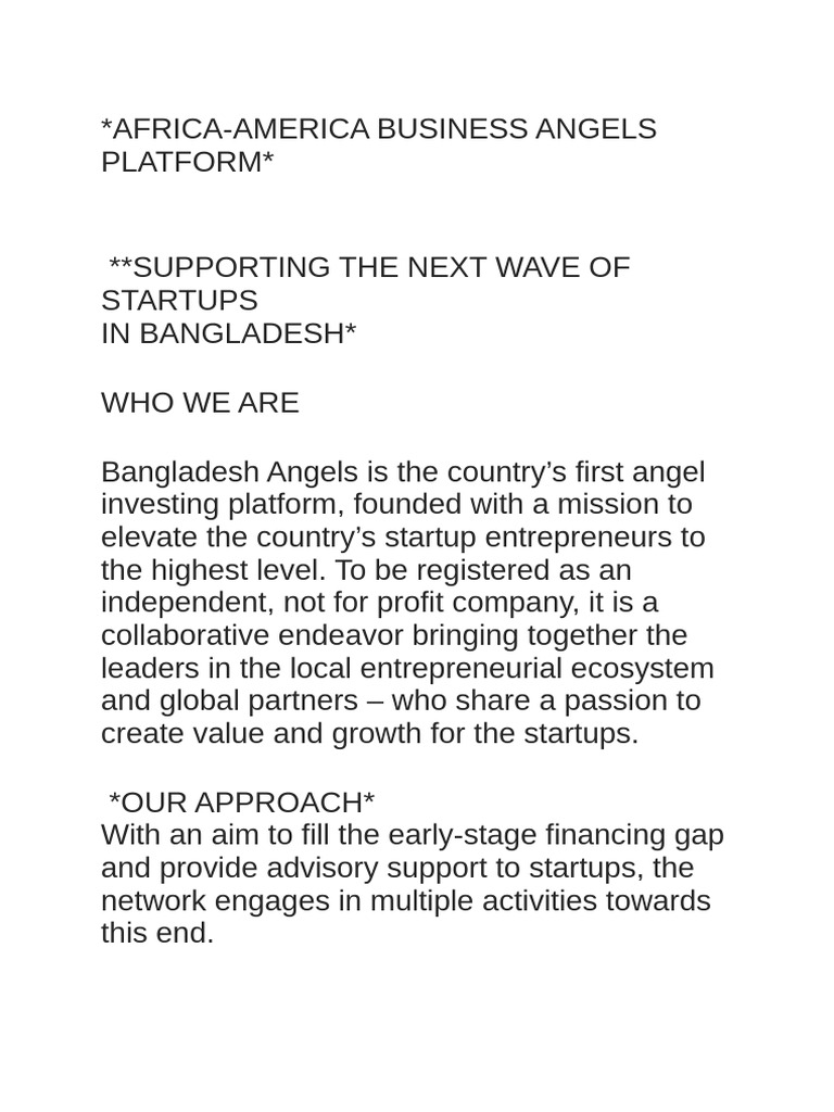 Africa-America Business Angels - 230716 - 215324 | PDF | Angel Investor ...