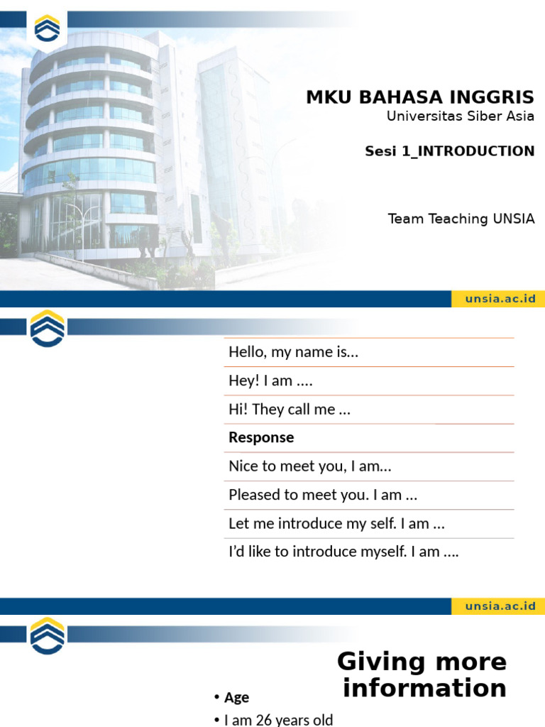 Sesi 1 - MKU Bahasa Inggris - Introduction | PDF | Grammar | Language Mechanics
