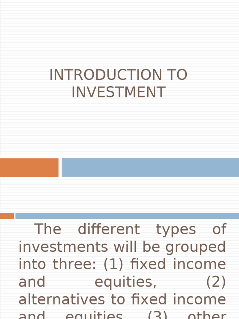 Intro To Investment | PDF | Career & Growth | Finance & Money Management