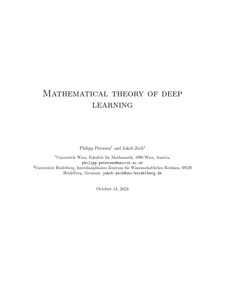 Mathematical Deep Learning Theory | PDF | Artificial Neural Network ...