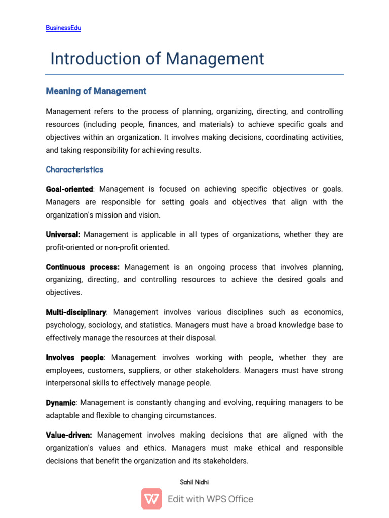 Principle of Management | PDF | Goal | Entrepreneurship