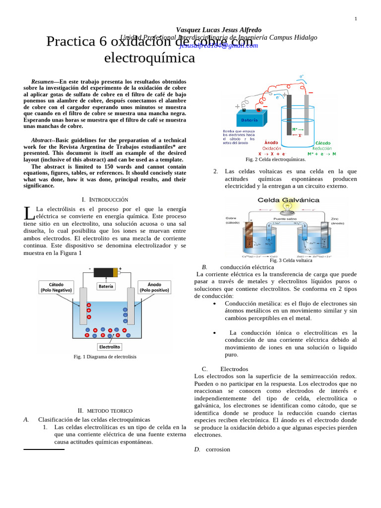 Practica 6 Oxidacion Del Cobre | PDF | Corrosión | Electrodo