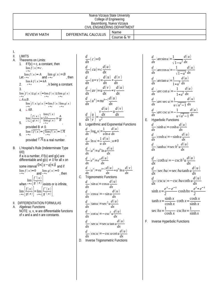 Differential Calculus Pdf Mathematics Analysis