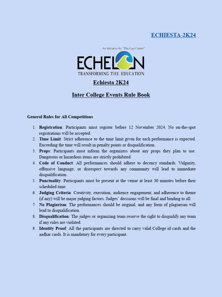 Echiesta 2K24 - EVENT RULES | PDF | Track And Field | Volleyball