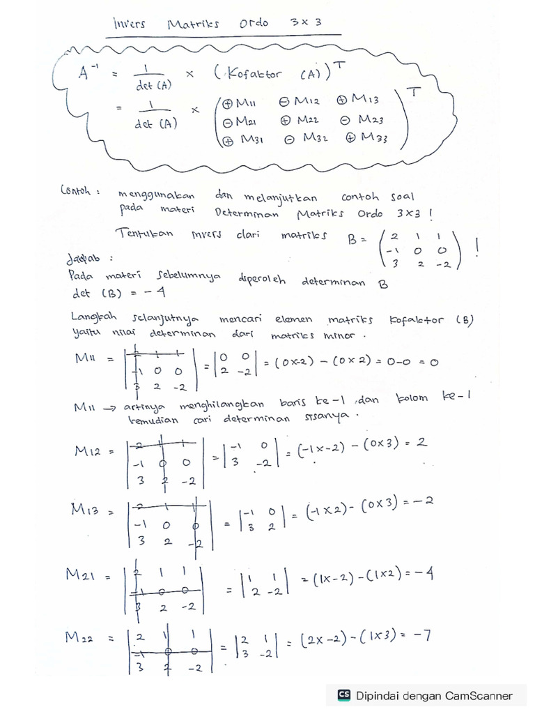 Invers Matriks Ordo 3x3 | PDF