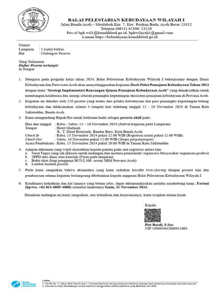 Undangan Peserta Kegiatan Duek Pakat Kebudayaan Tahun 2024 (Pelaku ...