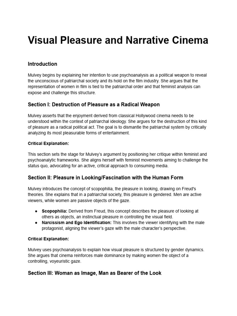 Mulvey's Visual Pleasure in Cinema | PDF | Social Science