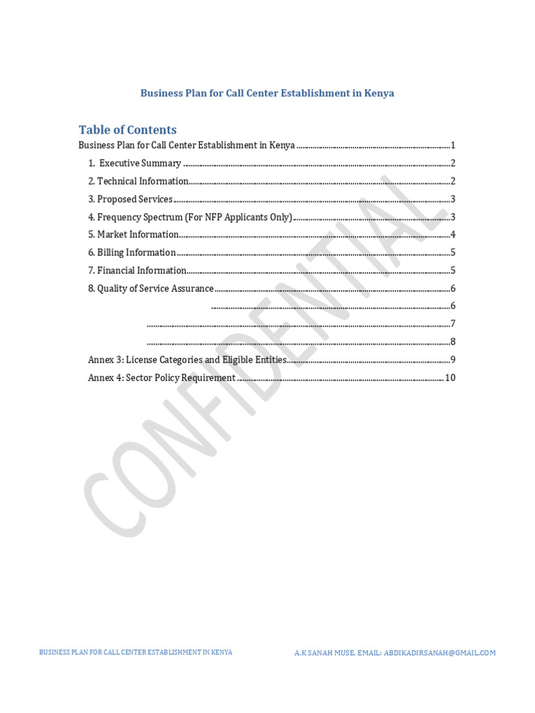 Call Center Business Plan | PDF | Call Centre | Revenue