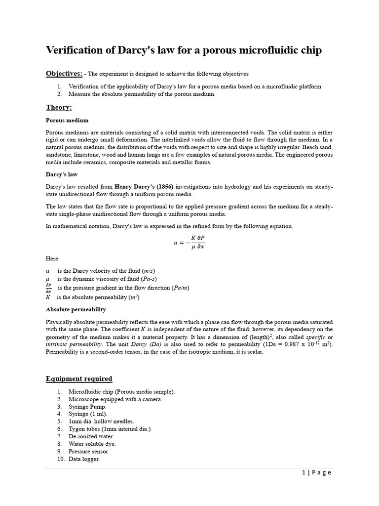 Verification of Darcy Law | PDF | Permeability (Earth Sciences) | Porosity