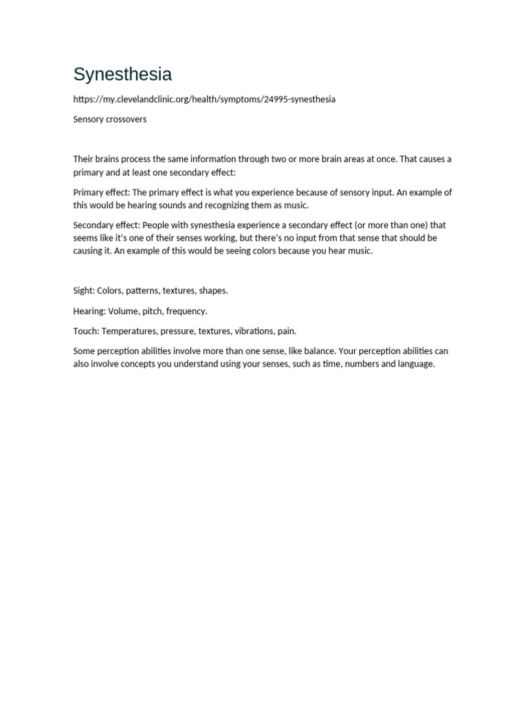 Synesthesia | PDF | Self-Improvement