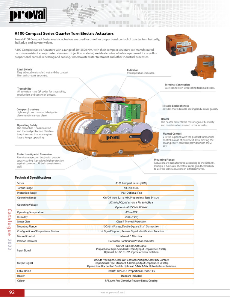 Proval A100 Compact Series Quarter Turn Electric Actuators | PDF ...
