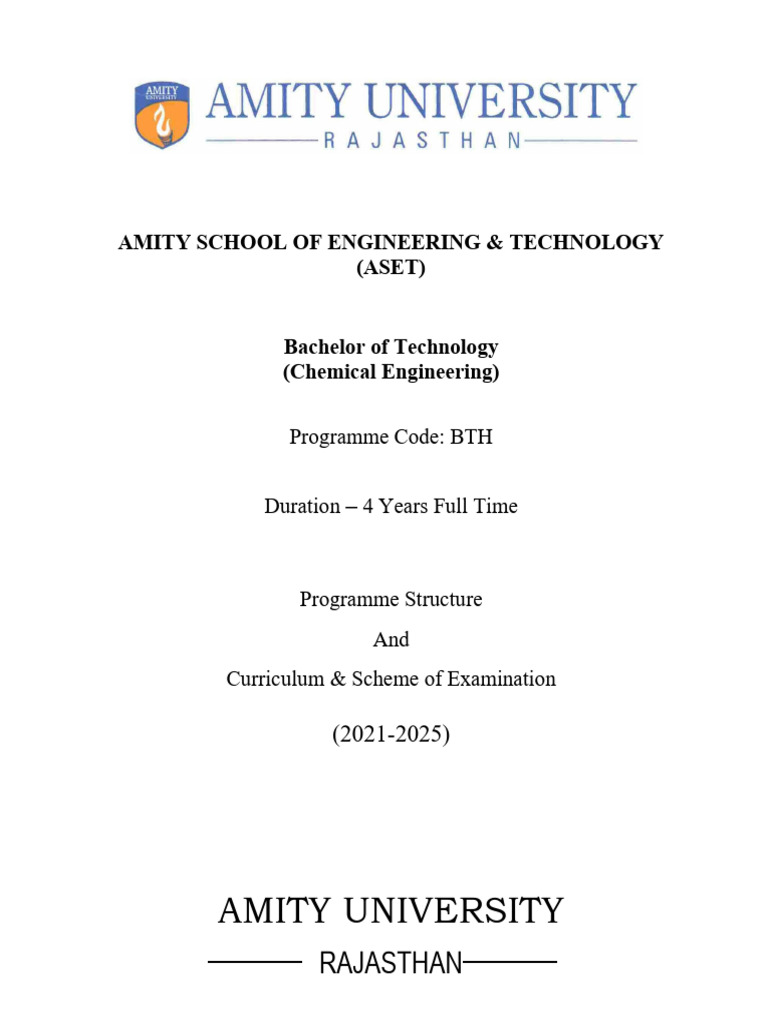 B.Tech Chemical Engineering Curriculum 2021-2025 | PDF | Ordinary Differential Equation | Derivative