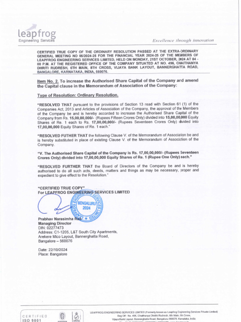 Member Resolution For Authorised Increase | PDF