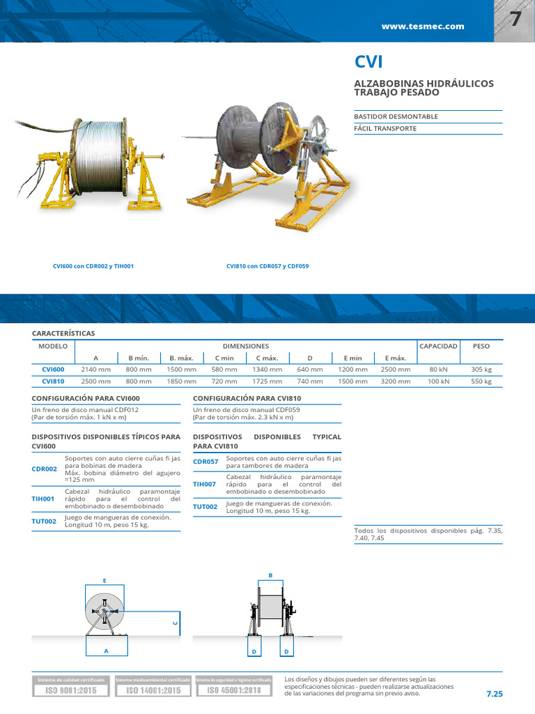Catálogo de Equipos Tesmec CVI600 y CVI810 | PDF