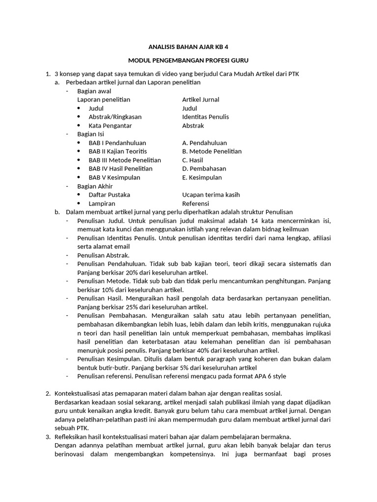 Analisis Bahan Ajar KB 4 | PDF