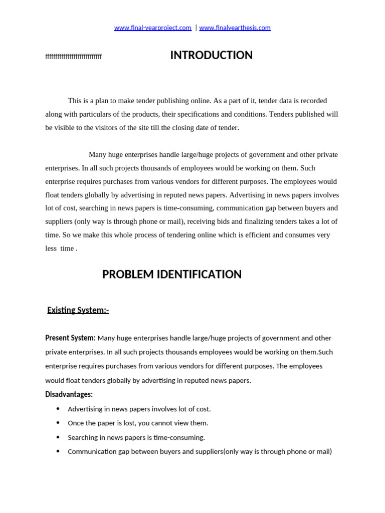 Online Tender Management System Project Report | PDF | World Wide Web ...