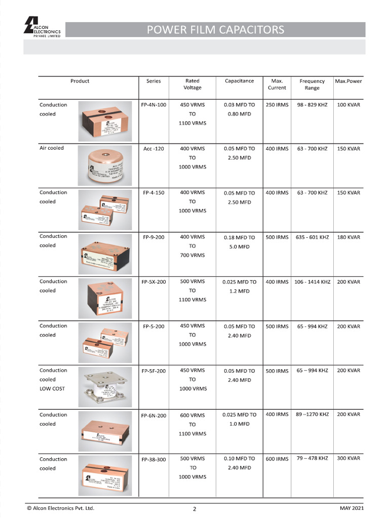 Alcon Power Film Capacitors Short Form | PDF
