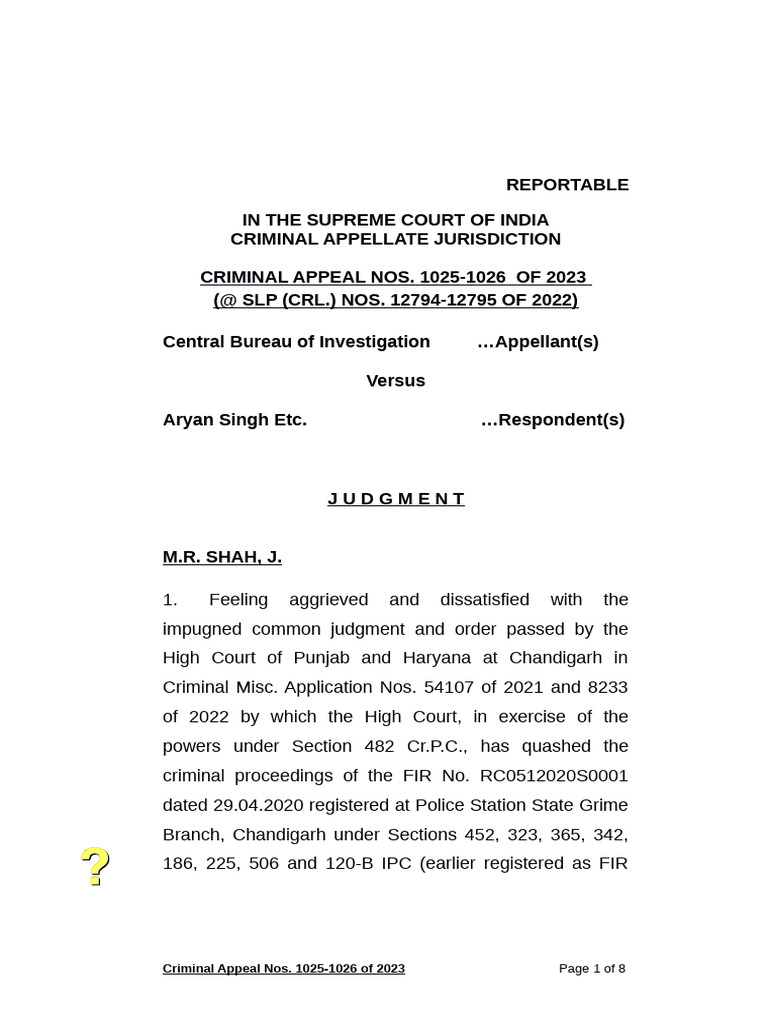 CBI VS Aryan singh | PDF | Judgment (Law) | Trials
