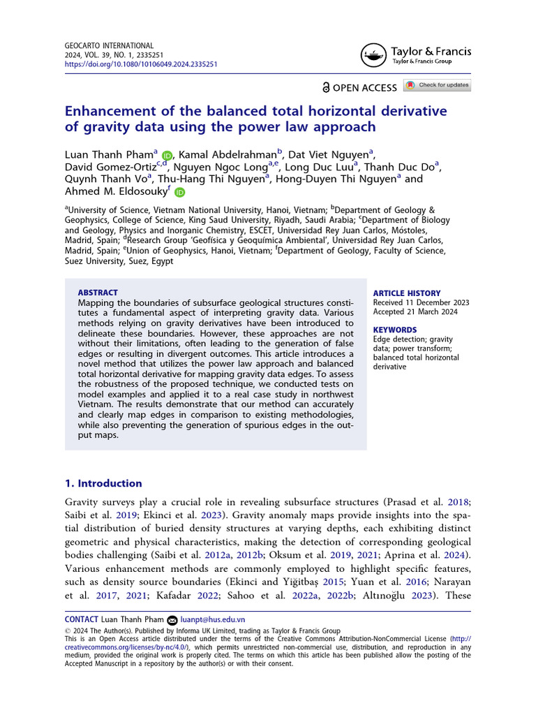 Enhancement of The Balanced Total Horizontal Deriv | PDF | Geophysics