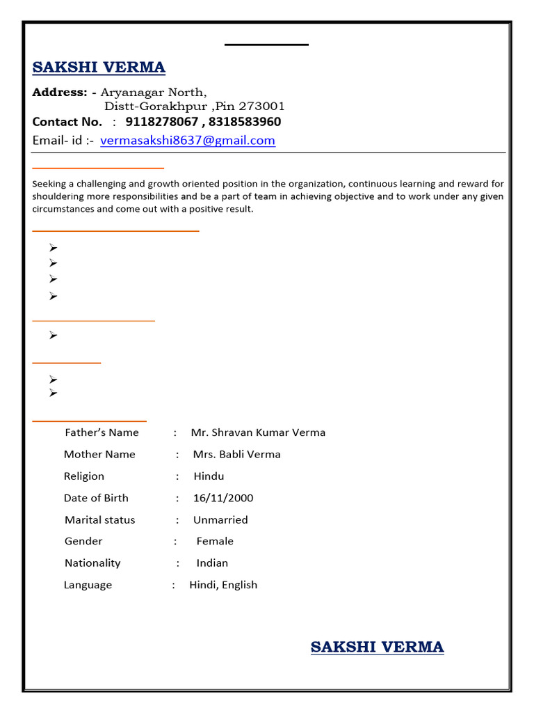 Resume Sakshi-1 | PDF