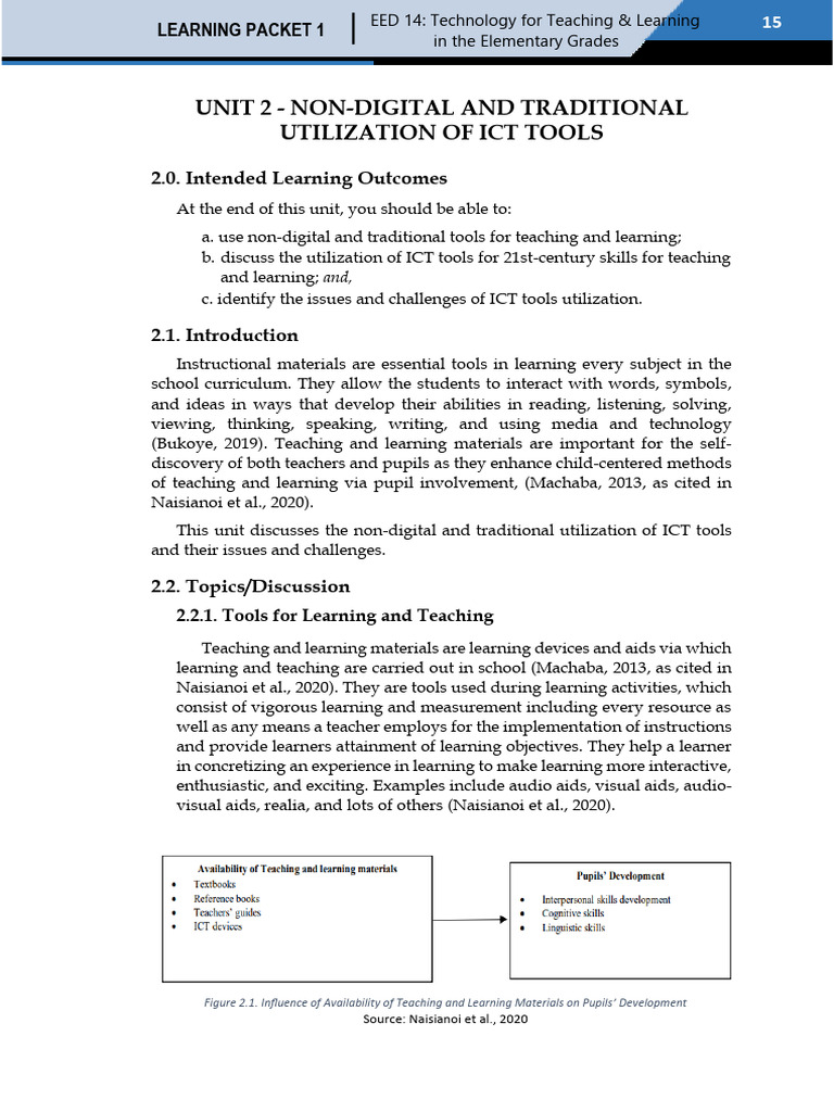 LP Eed 14 Unit 2 - Non-Digital and Traditional Utilization of Ict Tools ...
