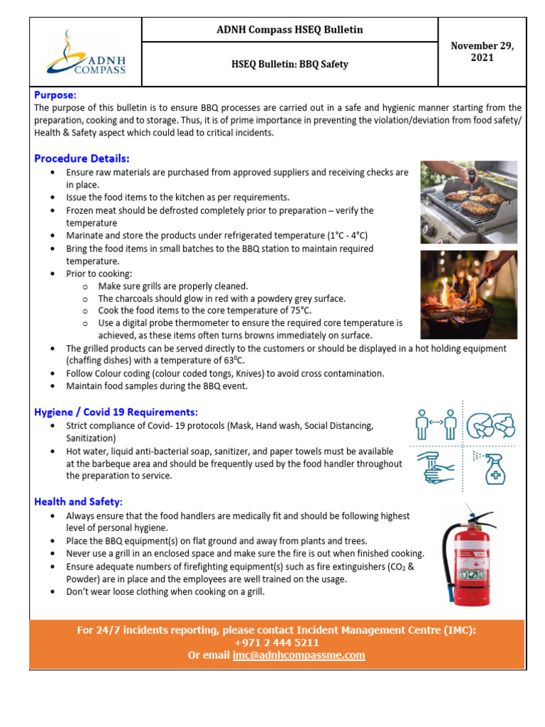 HSEQ BULLETIN - BBQ Safety -November 2021 | PDF | Barbecue | Hygiene
