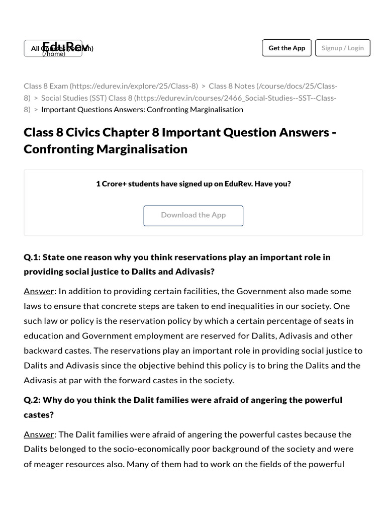 Class 8 Civics Chapter 8 Important Question Answers - Confronting ...