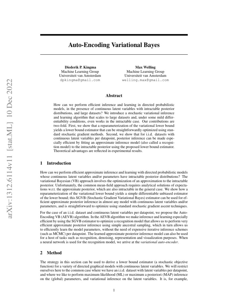 8.auto-Encoding Variational Bayes | PDF | Statistical Inference | Normal Distribution