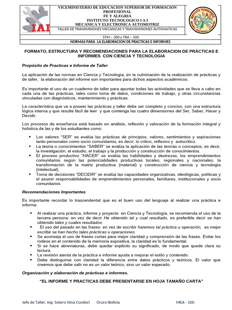 Formato de Practicas e Informes 1 | PDF