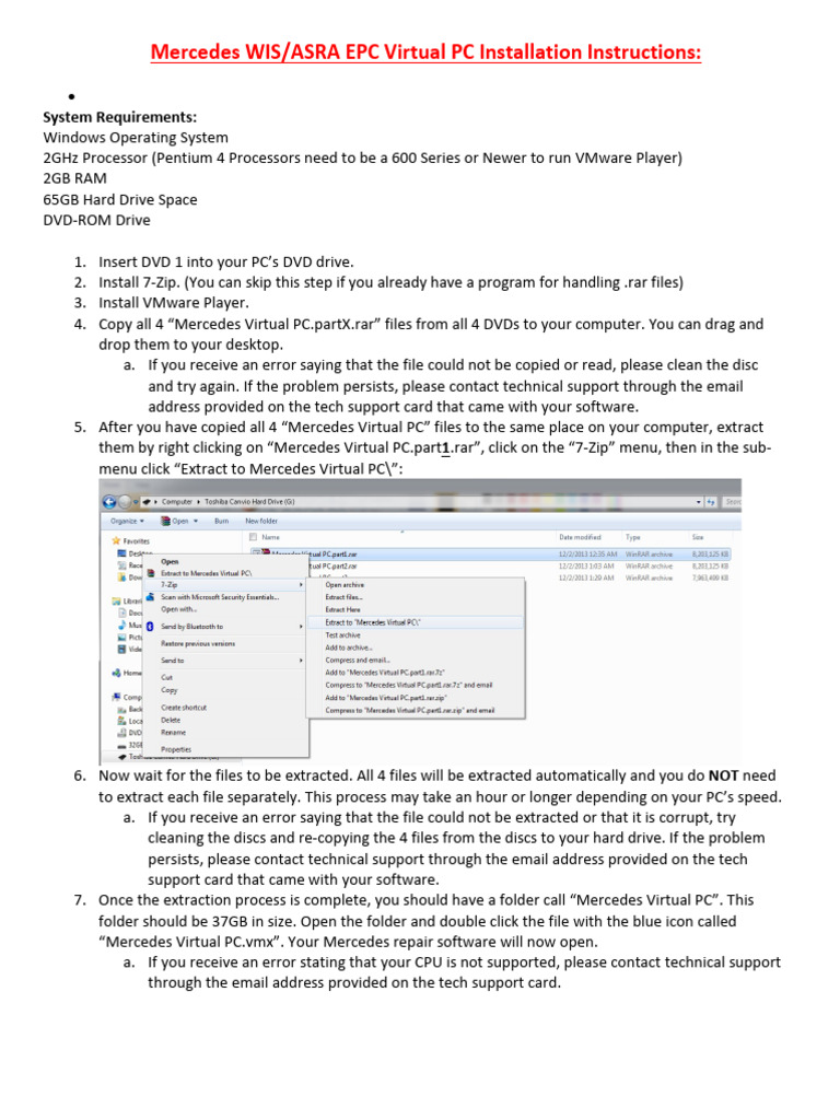 Mercedes Virtual PC Installaction Instructions | PDF