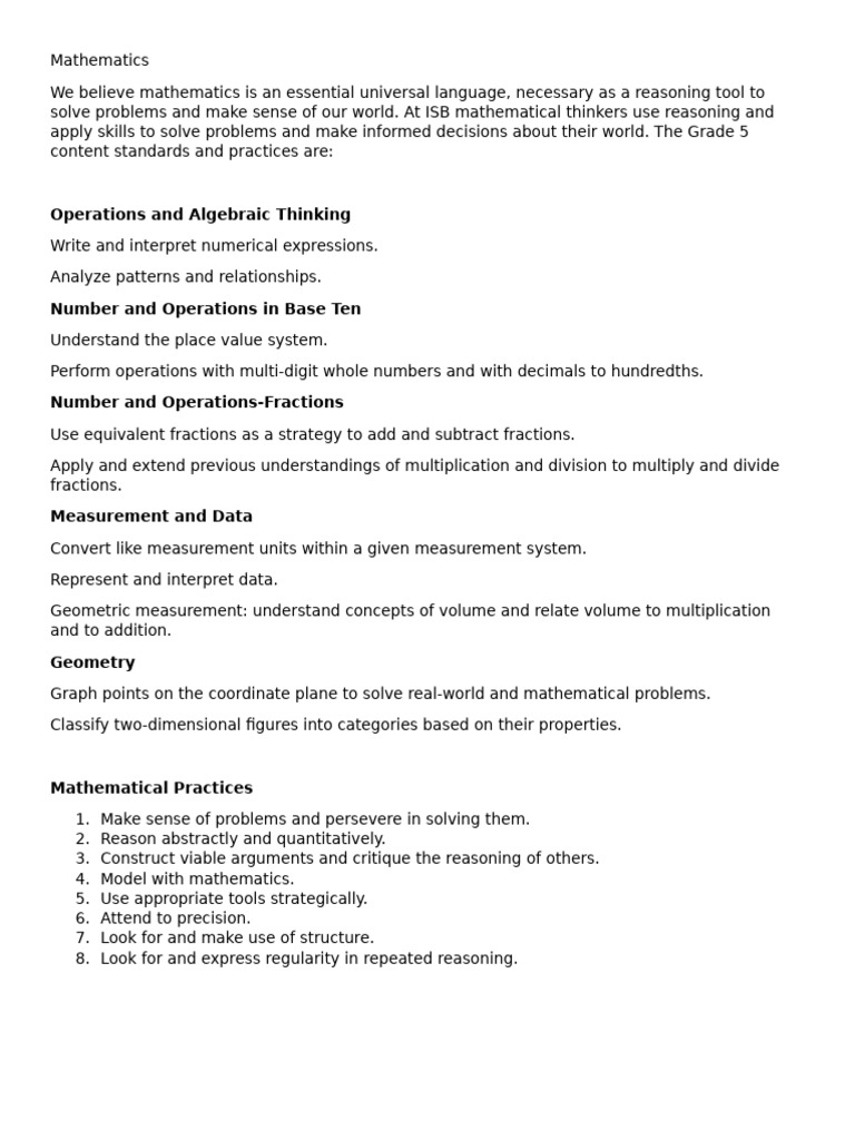 Mathematics Grade 5 | PDF | Computers