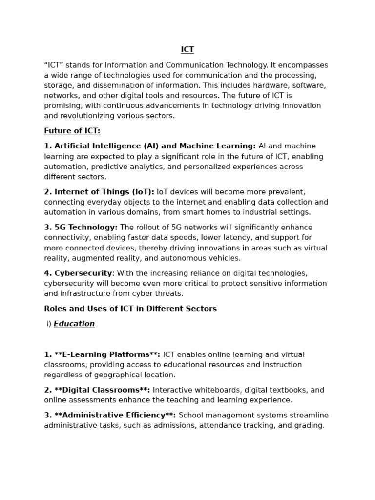 ICT long | PDF | Educational Technology | Electronic Health Record