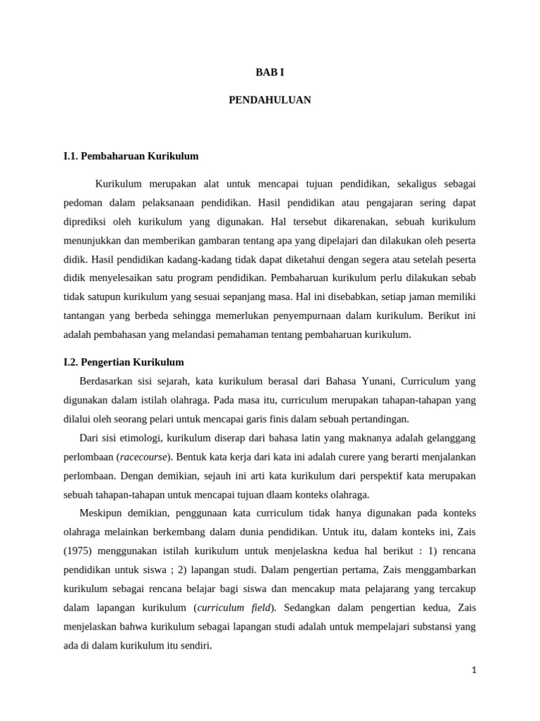 Pembaharuan Kurikulum | PDF