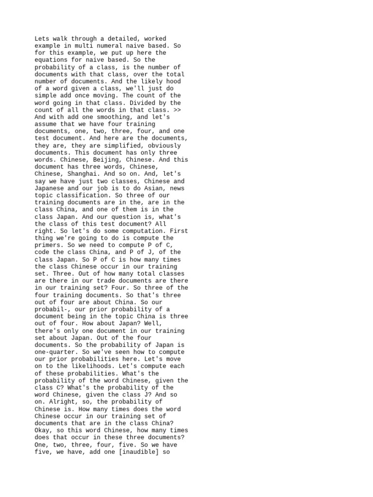 06 Multinomial Naive Bayes - A Worked Example 8-58 | PDF | Statistical ...