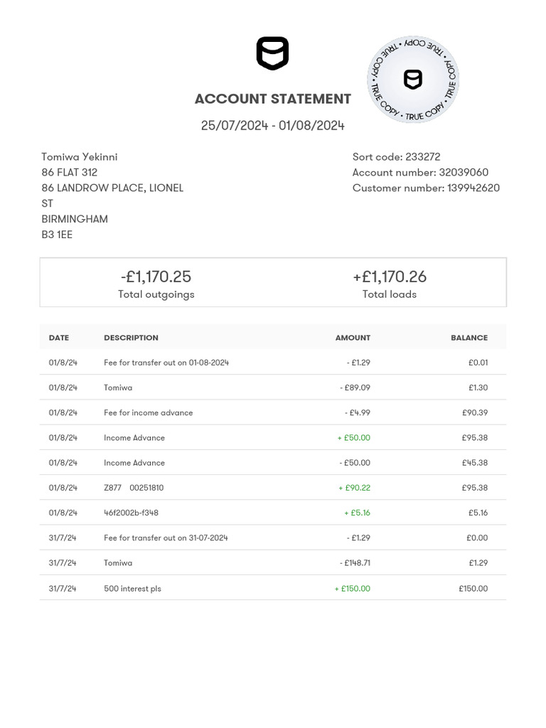Detailed Account Statement Summary | PDF | Personal Finance | Service ...