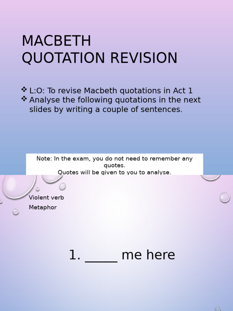 Macbeth Quotation Revision | PDF