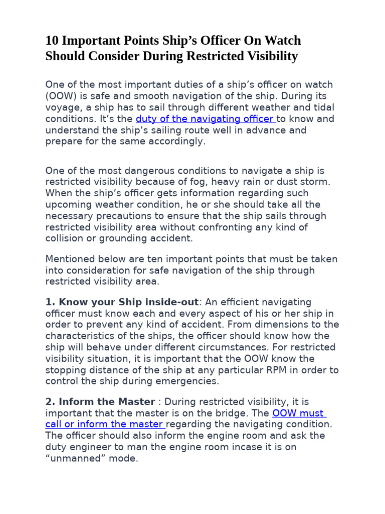 Navigating in Restricted Visibility | PDF | Ships | Navigation