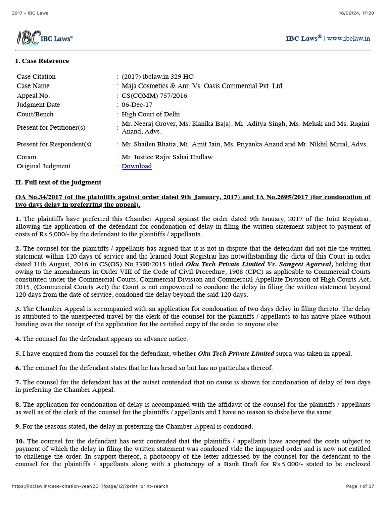 2017 - IBC Laws | PDF | Bankruptcy | Lawsuit