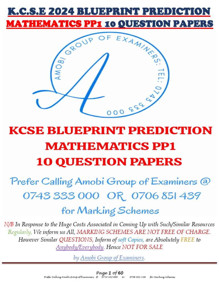 Maths Pp1 BP 10 QP Kcse Prediction | PDF | Area | Triangle
