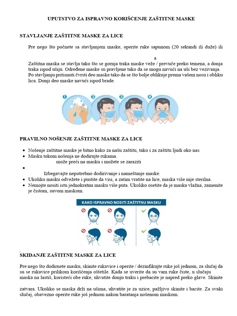 Stavljanje i skidanje maske | PDF Stavljanje i skidanje maske | PDF