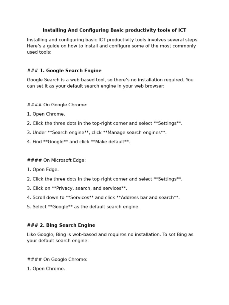 Installing and Configuring Basic ICT Tools | PDF | Microsoft Office | Computing Platforms